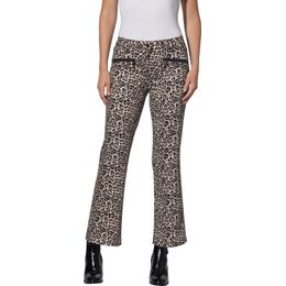 Heine Damen Jeans mit Zier-Reißverschlüssen beige-schwarz-bedruckt Größe 46