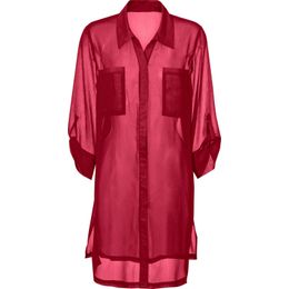 feel good Damen Strandbluse mit krempelbaren 3/4-&Auml;rmeln rot Gr&ouml;&szlig;e 40/42