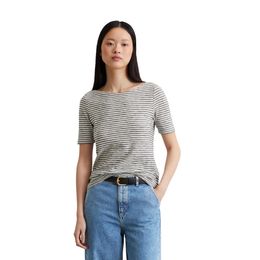 Marc O'Polo T-Shirt MARC O'POLO "aus Organic Cotton-Jersey", Damen, Gr. L, schwarz (mj66), Obermaterial: 100% Baumwolle, gestreift, Basic, slim fit, U-Boot-Ausschnitt, normaler Saum, Shirts T-Shirt