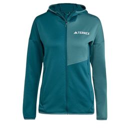 adidas terrex Funktionsfleecejacke 'Xperior' Damen Größe XXXS/XXS petrol / tanne / weiß