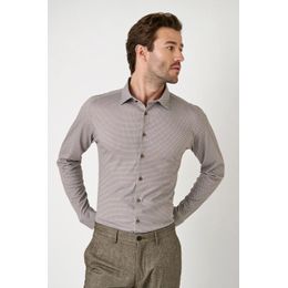 Langarmhemd DESOTO "Casual1/1", Herren, Gr. L, N-Gr, camel dots, Jersey, Obermaterial: 100% Baumwolle, gemustert, mehrfarbig, slim fit normal, Rundhals, Raglanärmel,Ärmel mit Ärmelschlitz 1-Knopf-Manschette mit Schlitz, Hemden, Mit Rundhalsausschnitt