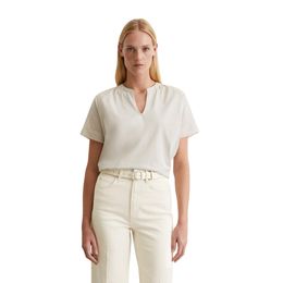 Marc O'Polo Kurzarmbluse MARC O'POLO "aus Material-Mix", Damen, Gr. L, m195, Obermaterial: 100% Baumwolle, unifarben, Basic, relaxed fit normal, Blusen