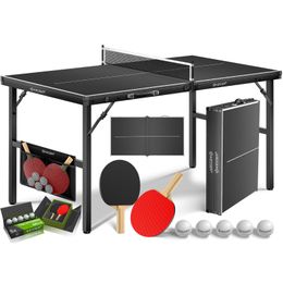 Kesser&reg; Tischtennisplatte Mini mit Tischtennisschl&auml;ger-Set, Tischtennisb&auml;llen und TT-Netz Indoor Unterwegs, laminierte Platte + klappbar &ndash; Kofferdesign, Kinder und Erwachsene &ndash; 153 x 76,5 cm