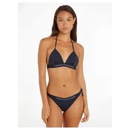 Triangel-Bikini-Top "TH TRIANGLE FIXED FOAM", Damen, Gr. M (38), N-Gr, blau (dunkelblau), Elasthan, Polyamid, Tommy Hilfiger SWIMWEAR, unifarben, Bikini-Oberteile, mit Tommy Hilfiger-Branding