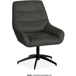 Esszimmerstuhl OMG DESIGN "Hero", anthrazit, schwarz, B:73cm H:95,5cm T:76,5cm, Polyester, Stühle, bequemer Sessel, mit Drehgestell