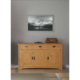 Kommode Home Affaire "Konrad", natur, B:156cm H:82cm T:39cm, Massivholz, Sideboards, aus massiver Kiefer, Breite 156 cm, mit Schubladen, FSC