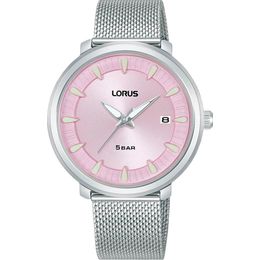 Quarzuhr Lorus, silberfarben, rosa, Armbanduhren, Damen, Armbanduhr, Damenuhr, Edelstahlarmband, analog, Tag