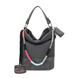 Schultertasche Fritzi aus Preussen "Olga Limited Leo Rainbow", Damen, Gr. B/H/T: 27cm x 37cm x 27cm, grau (dunkelgrau), Nylon, Taschen, mit abnehmbarem Brillenetui
