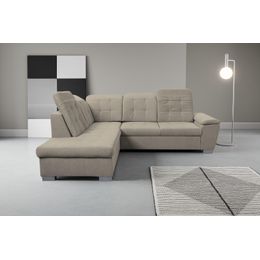 Ecksofa WERK2, B:265cm H:103cm T:215cmbeige, 100% Polyester, Sofas, "Bonny inkl. Kopfteilverstellung, Bettfunktion, Stauraum, L-Form", Komfortwunder