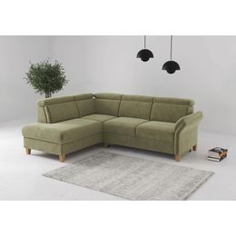 Ecksofa Home Affaire, B:247cm H:84cm T:193cmhellgrün, 100% Polyester, Sofas, "Glendale, L-Form", inkl. Kopfteilverstellung, wahlweise mit Vorziehsitz