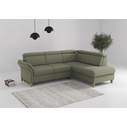 Ecksofa Home Affaire, B:247cm H:84cm T:193cmolive, 95% Polyester, 5% Polyamid, Sofas, "Glendale, L-Form", inkl. Kopfteilverstellung, wahlweise mit
