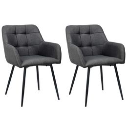 Esszimmerstuhl OTTO HOME "Bostony", anthrazit, schwarz, B:60cm H:86cm T:60cm, Stoff, Stühle, gepolsterte Rückenlehne, Armlehne und Sitzfläche, Sitzhöhe 49 cm