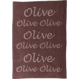 Geschirrtuch stuco "Olive", braun (braun, natur), B:50cm L:70cm, 100% Baumwolle, Geschirrtücher, Jacquardgewebe