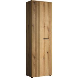 Garderobenschrank Home Affaire "Amrum", evoke eiche, B:60cm H:196cm T:36cm, Holzwerkstoff, Kunststoff, Metall, Schränke, Garderobenschrank mit 2 Türen & 1 Kleiderstange – (B/T/H) 60/36/196 cm