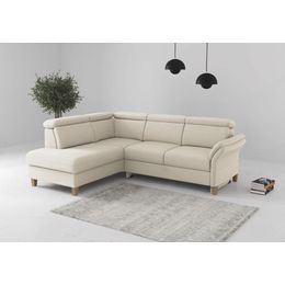 Ecksofa Home Affaire, B:247cm H:84cm T:193cmcreme, 95% Polyester, 5% Polyamid, Sofas, "Glendale, L-Form", inkl. Kopfteilverstellung, wahlweise mit