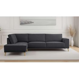 Ecksofa OTTO HOME, B:289cm H:85cm T:210cmdunkelgrau, 100% Polyester, Sofas, "Oland Skandi, weicher Chenille-Stoff", L-Form, 289 cm,