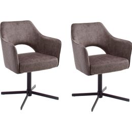 Esszimmerstuhl MCA furniture "Valetta", braun (cappuccino, metall schwarz matt lackiert), B:64cm H:85cm T:61cm, 100% Polyester, Stühle, 2 er Set, 360 drehbar, Taschenfederkern, belastbar 120 kg
