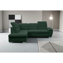 Ecksofa WERK2, B:265cm H:103cm T:215cmgrün, 90% Polyester, 10% Nylon, Sofas, "Bonny inkl. Kopfteilverstellung, Bettfunktion, Stauraum, L-Form",