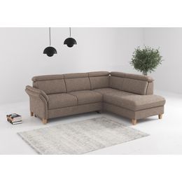 Ecksofa Home Affaire, B:247cm H:84cm T:193cmcappuccino, 100% Polyester, Sofas, "Glendale, L-Form", inkl. Kopfteilverstellung, wahlweise mit