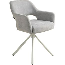Schöner Wohnen Kollektion Esszimmerstuhl "STAVANGER, 360 drehbar mit Rückholfunktion", greige, seidengrau, B:58cm H:84cm T:61cm, Polyester, SCHÖNER WOHNEN-KOLLEKTION, Stühle, mit Taschenfederkern, Bezug Webstoff, Untergestell pulverbeschichtet