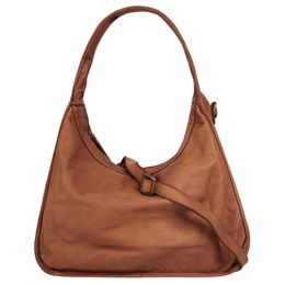 Shopper Samantha Look, Damen, Gr. B/H/T: 40cm x 30cm x 13cm onesize, braun (cognac), Leder, leicht glänzend, unifarben, Taschen, echt Leder, Made in Italy