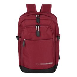 Laptoprucksack Travelite "KICK OFF Cabin Rucksack", Damen, Gr. B/H/T: 25cm x 40cm x 20cm, rot, Polyester, unifarben, Basic, Rucksäcke Laptoprucksack, Reiserucksack Freizeitrucksack Kabinengepäck Arbeitsrucksack