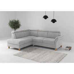 Ecksofa Home Affaire, B:247cm H:84cm T:193cmsilber, 90% Polyester, 10% Polyamid, Sofas, "Glendale, L-Form", inkl. Kopfteilverstellung, wahlweise mit