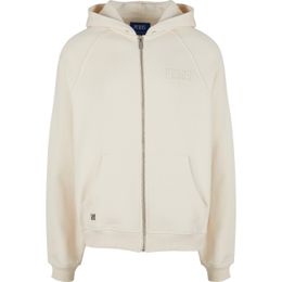 PEQUS Damen Outdoorjacke "PEQUS PEQUS Debossed Logo Zip-Hoodie"sandwei&szlig;, Gr. S, unifarben, 100% Baumwolle, Jacken