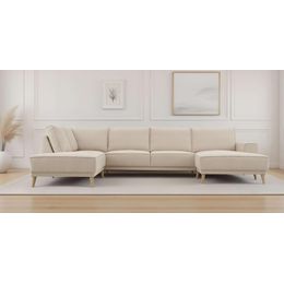 Wohnlandschaft OTTO HOME, B:345cm H:85cm T:210cmbeige, 100% Polyester, Sofas, "Oland Skandi, weicher Chenille-Stoff", U-Form, 345 cm,