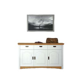 Kommode Home Affaire "Konrad", weiß, honig, B:156cm H:82cm T:39cm, Massivholz, Sideboards, aus massiver Kiefer, Breite 156 cm, mit Schubladen, FSC