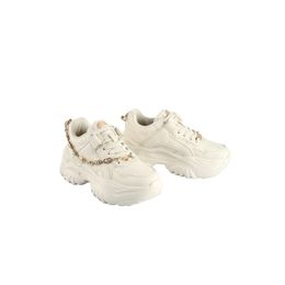 Trainingsschuh Buffalo "Buffalo Bliss Chain Vegan Nappa", Damen, Gr. 41, cream, gold, Polyurethan, Schuhe