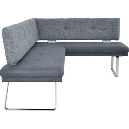 K+w Komfort & Wohnen Eckbank K+W KOMFORT & WOHNEN "Giacomo II", blau (blau, niagara blau), H:91cm T:65cm, Sitzbänke, Flachstahlkufe in edelstahlfarbig lackiert, Rücken und Sitz gesteppt