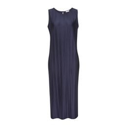 Plisseekleid Lascana, Damen, Gr. 34, N-Gr, navy, Jersey, Obermaterial: 88% Polyester, 12% Elasthan, unifarben, figurumspielend ca. Mitte Wade, Rundhals, Kleider, in Midilänge, Trägerkleid, Sommerkleid