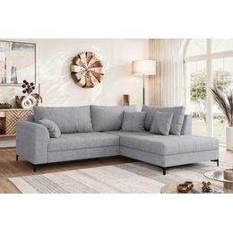 Ecksofa OTTO HOME, B:232cm H:80cm T:190cmhellgrau, 92% Polyester, 8% Nylon, Sofas, "LEEVKE Design-Sofa mit Ottomane rechts/links bestellbar, Breite