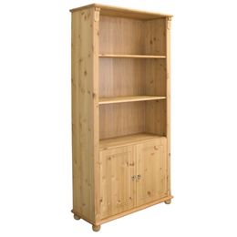Regal Home Affaire "Tessin, Standregal, Bücherregal", natur, B:90cm H:181cm T:38cm, Massivholz, Regale, aus massiver Kiefer, Breite 90 cm, Höhe 181 cm, mit Türen
