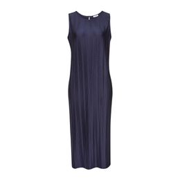 Plisseekleid Lascana, Damen, Gr. 38, N-Gr, navy, Jersey, Obermaterial: 88% Polyester, 12% Elasthan, unifarben, figurumspielend ca. Mitte Wade, Rundhals, Kleider, in Midil&auml;nge, Tr&auml;gerkleid, Sommerkleid