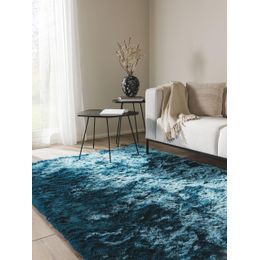 benuta Nest Hochflor Shaggyteppich Whisper Blau 240x340 cm - Hochflor Teppich für Wohnzimmer