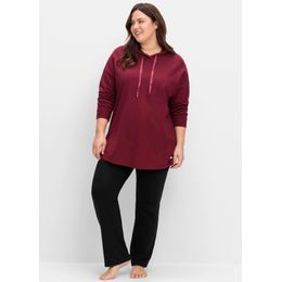 sheego Damen Longsweatshirt in Oversize-Form, weinrot, Größe 48/50