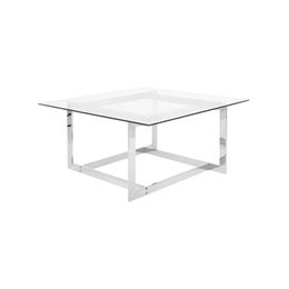 Beliani Couchtisch CRYSTAL in Silber/Transparent - (W) 80 x (H) 40 x (L) 80 cm | Gr.: onesize