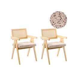 Beliani 2er-Set Esszimmerstuhl AVA in Beige/Braun | Gr.: onesize