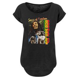 F4NT4STIC Long Cut T-Shirt Bob Marley Freedom Vintage Reggae Music in schwarz | Gr.: XL