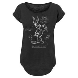 F4NT4STIC Long Cut T-Shirt Looney Tunes Bugs Bunny Drawing Instruction in schwarz | Gr.: L
