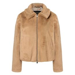 More & More More & More superweiche, kurze Pelzimitatjacke in beige macchiato | Gr.: 34