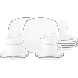Seltmann Weiden Kaffeeservice »Geschirr-Set, Service Lido Black Line« Tassen, Untertassen, Teller, 18 Teile, für 6 Personen, Made in Germany...
