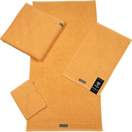Ross G&auml;stehandtuch &raquo;Smart&laquo; Uni-Rippe mit Velourslabel orange Frottier, Obermaterial: 100% Baumwolle