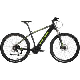 Totem &raquo;Maurice Pro&laquo; 9 Gang Shimano Altus Schaltwerk Kettenschaltung Mittelmotor 250 W Pedelec, Elektrofahrrad f&uuml;r Damen u. Herren, MTB schwarz+schwarz