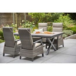 siena GARDEN Garten-Essgruppe »Corido« 4 Sessel: 76x62x109 cm, Tisch Sincro: 200/260x100x77 cm, 5 Stk. tlg. Aluminium, Keramik, verstellbar,...