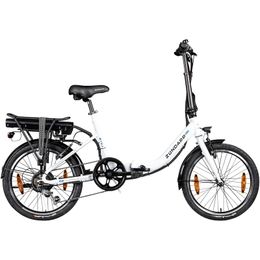 Zündapp ZÜNDAPP »Z110« 7 Gang Shimano RD-TY21 Tourney Schaltwerk Kettenschaltung Heckmotor 250 W Pedelec, Elektrofahrrad für Damen u. Herren weiß+weiß