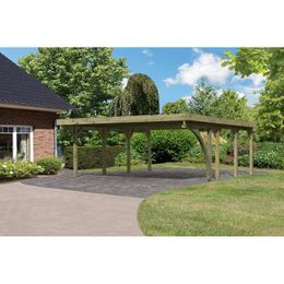 Karibu Doppelcarport &raquo;&raquo;Classic 2 SET&laquo; Stahl-Dach Variante B, mit einem Einfahrtsbogen&laquo; Massivholz 540 cm KDI aus Masivholz KDI