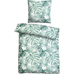 CASTELL - MARKENBETTW&Auml;SCHE Bettw&auml;sche &raquo;0360460&laquo; 2 Stk. tlg. Thermo-Fleece, absolut flauschig, weich + wohlig warm, pflegeleicht gr&uuml;n Obermaterial:...